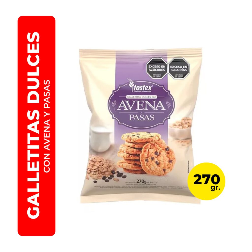 GALLETITAS TOSTEX AVENA Y PASAS 270G - El Ahorro Online