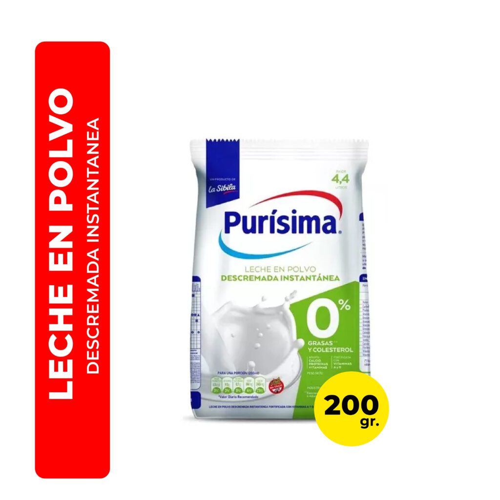 LECHE EN POLVO PURÍSIMA DESCREMADA 200G - El Ahorro Online