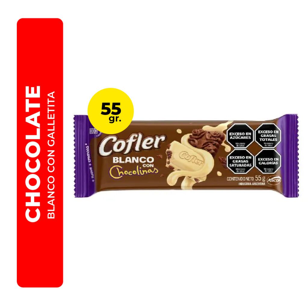 CHOCOLATE BLANCO CON CHOCOLINAS COFLER 55G - El Ahorro Online